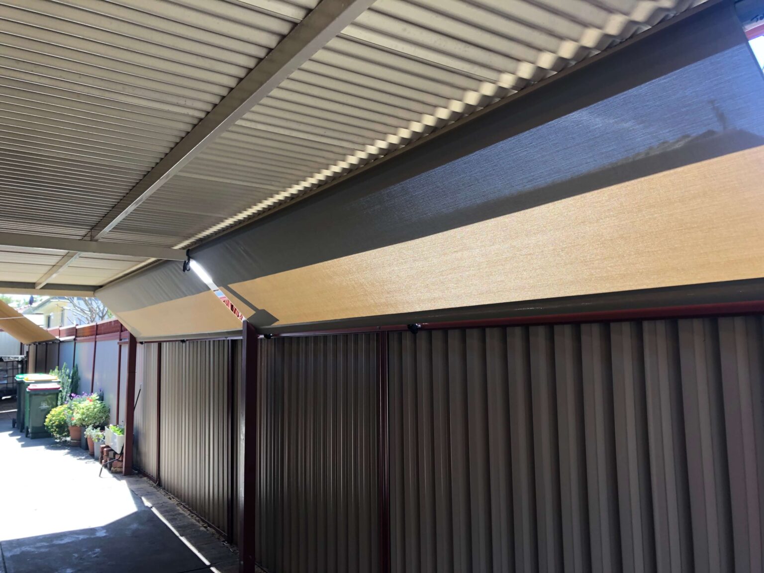 Spearwood | Sun Protection with Roof to Fence Blinds | All About Shade